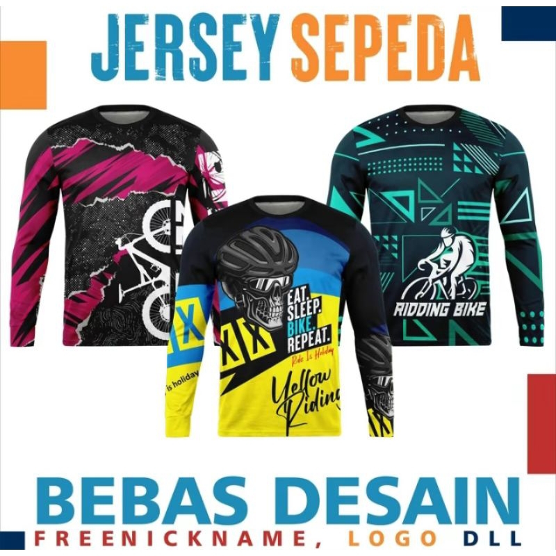 Jual Jersey Gowes (Sepeda) Desain suka-suka free nama logo Tim Full ...