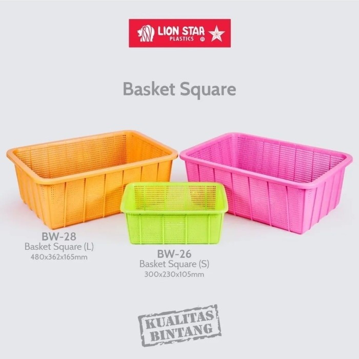 Jual BW-26 (S) BW-27 (M) BW-28 (L) Lion Star Square Basket | Keranjang Persegi Serbaguna Ukuran ...