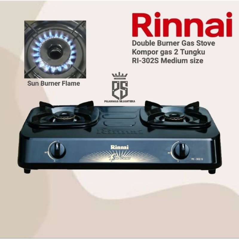 Jual Kompor Gas Rinnai 2 Tungku Ri 302S/Kompor Gas 2 Tungku Sun burner/Kompor Gas 2 mata ...
