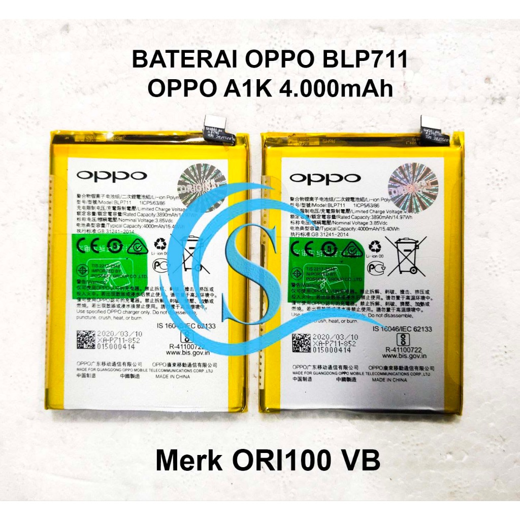 Jual Baterai Oppo A1K / BLP711 ORI100 VB | Shopee Indonesia