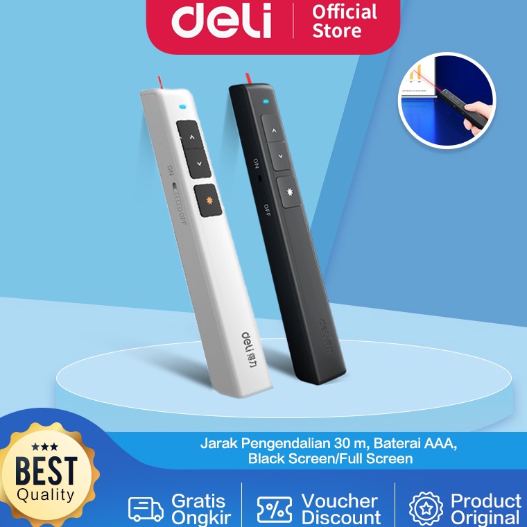 Jual Big Sale Deli Laser Pointer Presenter Wireless USB Pen Laser ...