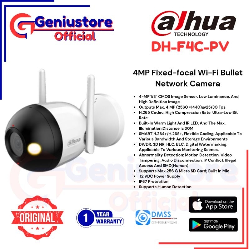 Jual DAHUA F4C PV RICOO 4MP Smart Home WIFI IP Camera CCTV Outdoor | Shopee Indonesia