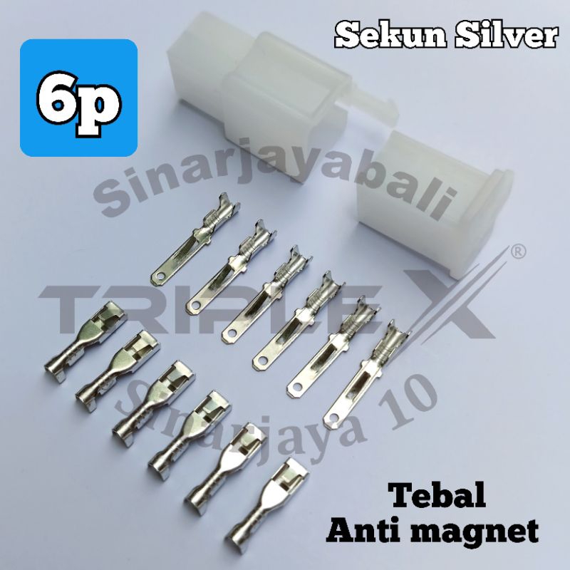 Jual soket kabel motor 6p terminal silver kecil socket kecil konektor ...