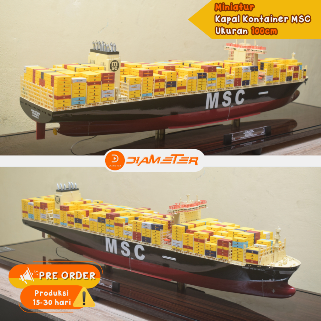 Jual (PRE ORDER) MINIATUR KAPAL KONTAINER MSC 100CM | Hiasan, Gift ...