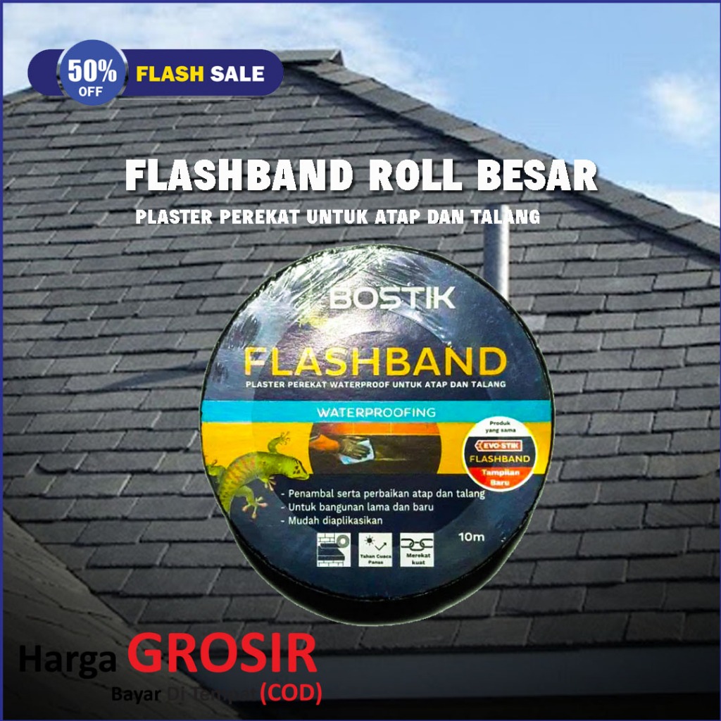 Jual FLASHBAND 50CM X 10METER LAKBAN LEM ATAP SENG ASBES ANTI BOCOR ...