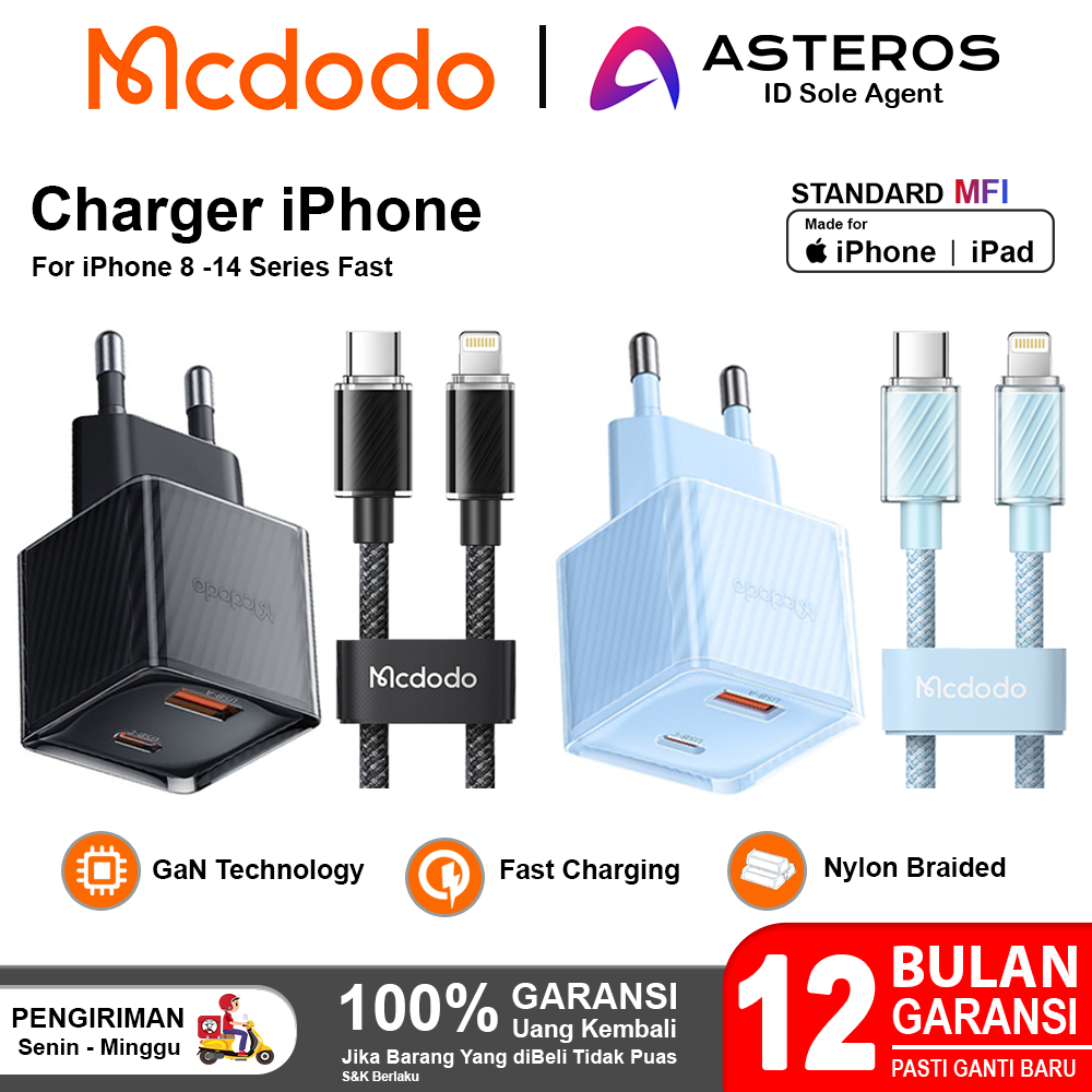 Jual MCDODO Charger GAN For iPhone Type C to Lightning Dual Port Fast ...