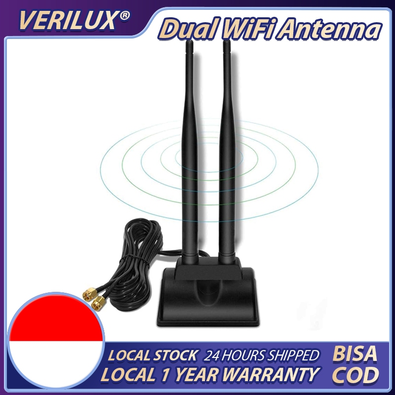 Jual Antena WiFi Ganda dengan Konektor Pria RP-SMA, WiFi Range Extender ...