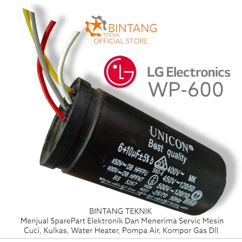 Jual KAPASITOR LG WP-600N MESIN CUCI MANUAL 2 TABUNG | Shopee Indonesia