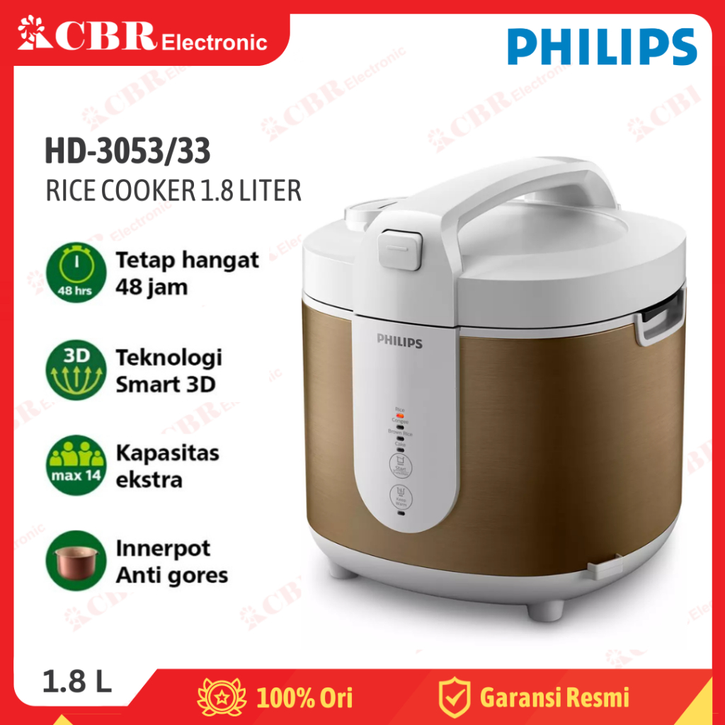 Jual Rice Cooker PHILIPS 2 Liter HD-3053/33 - Brown | Shopee Indonesia