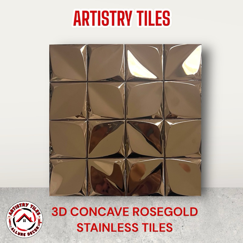 Jual 3D Concave RoseGold Stainless Keramik Tiles Dekorasi Dinding 3D ...