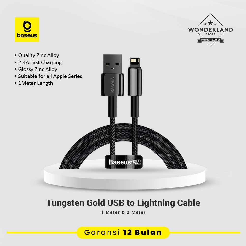 Jual Baseus USB-A to Lightning 2.4A Tungsten Gold Kabel Data Fast ...