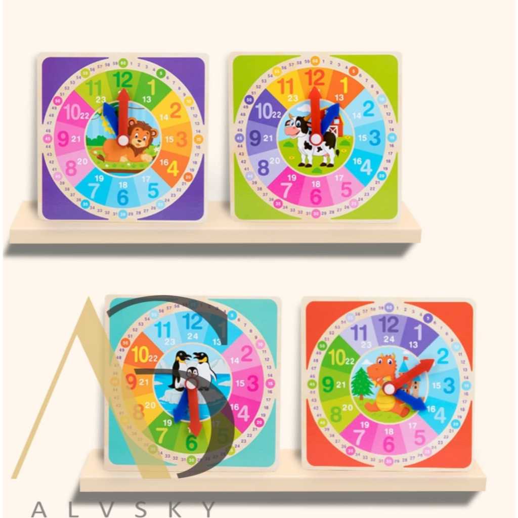 Jual MAINAN EDUKASI ANAK JAM KAYU BELAJAR MENGHITUNG / ALAT BELAJAR JAM ...