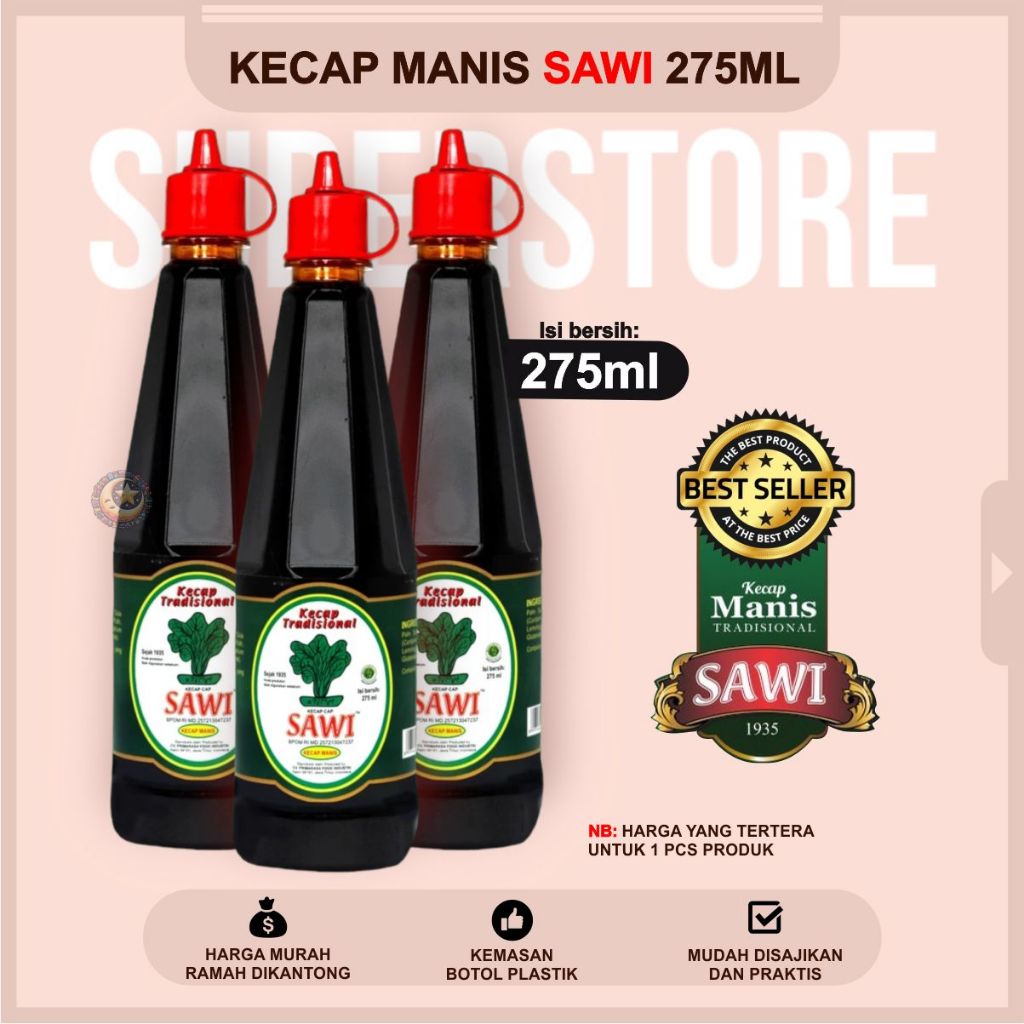 Jual Kecap Manis Sawi 275ml Botol Asli Kediri (Kemasan Botol Plastik ...
