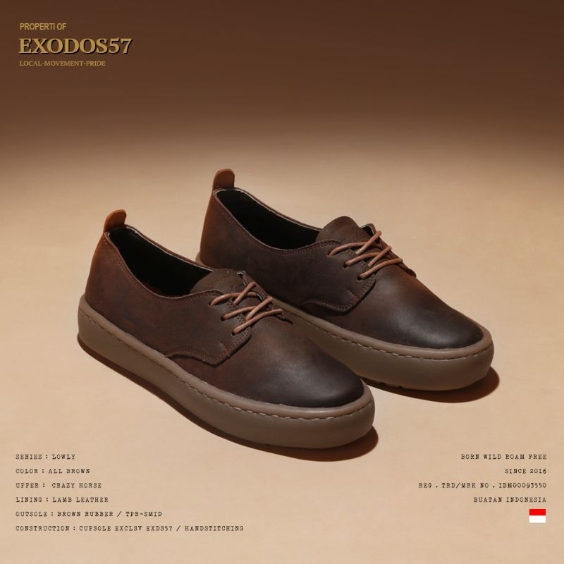 Jual Sepatu Sneakers Kulit Pria Exodos57 - Lowly All Brown | Shopee ...
