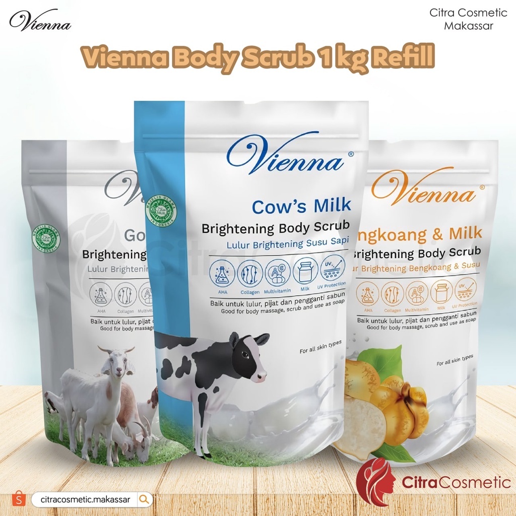 Jual Vienna Body Scrub 1 Kg Refill Series | Goat's Milk | Cow's Milk ...