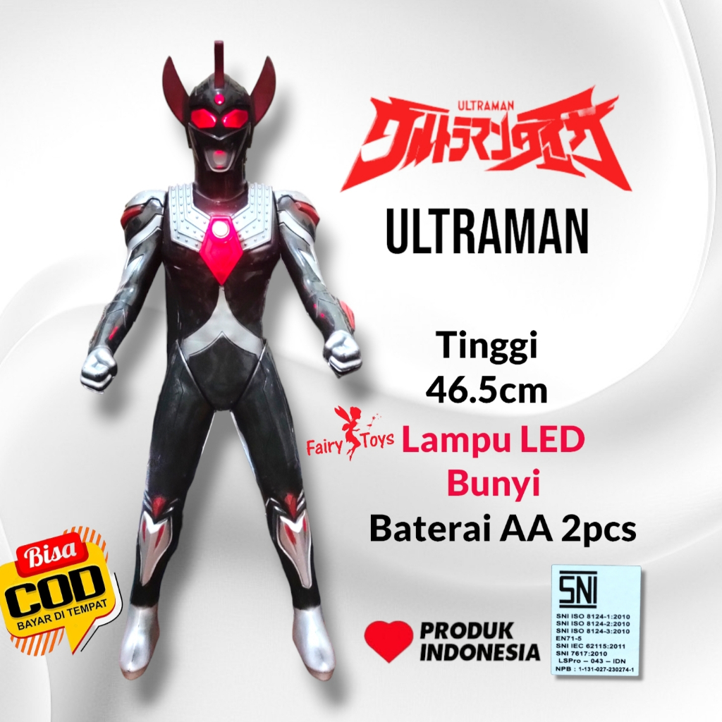 Jual Mainan Figure Ultraman Tanduk Hitam 46cm Bunyi dan LED OCT8293 ...