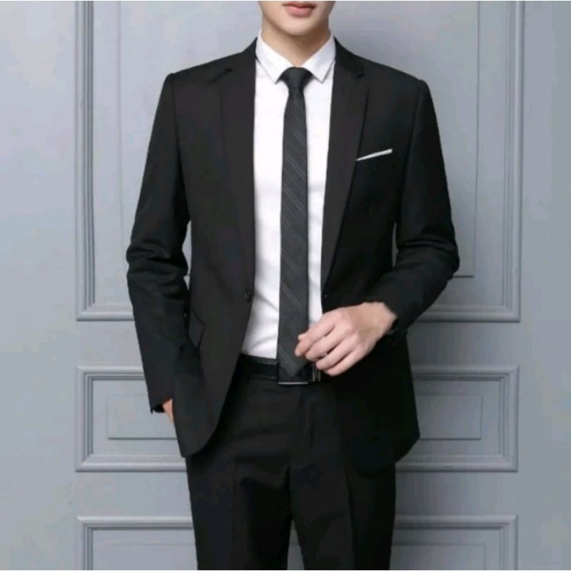 Jual Jas Hitam Pria/Jas Wisuda /Jas pengantin/Jas Kantor/Jas hitam ...