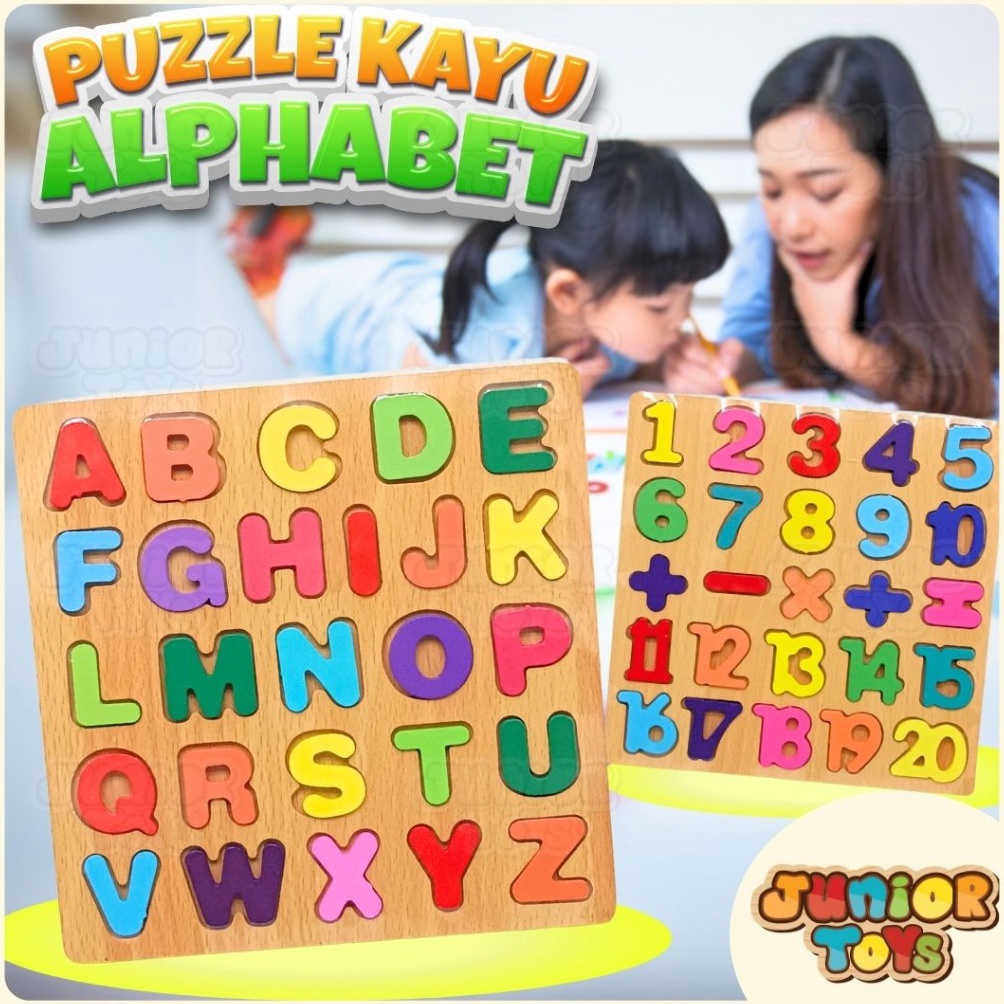 Jual Puzzle Kayu Abjad Alfabet Huruf Angka Mainan Edukasi Anak Belajar ...
