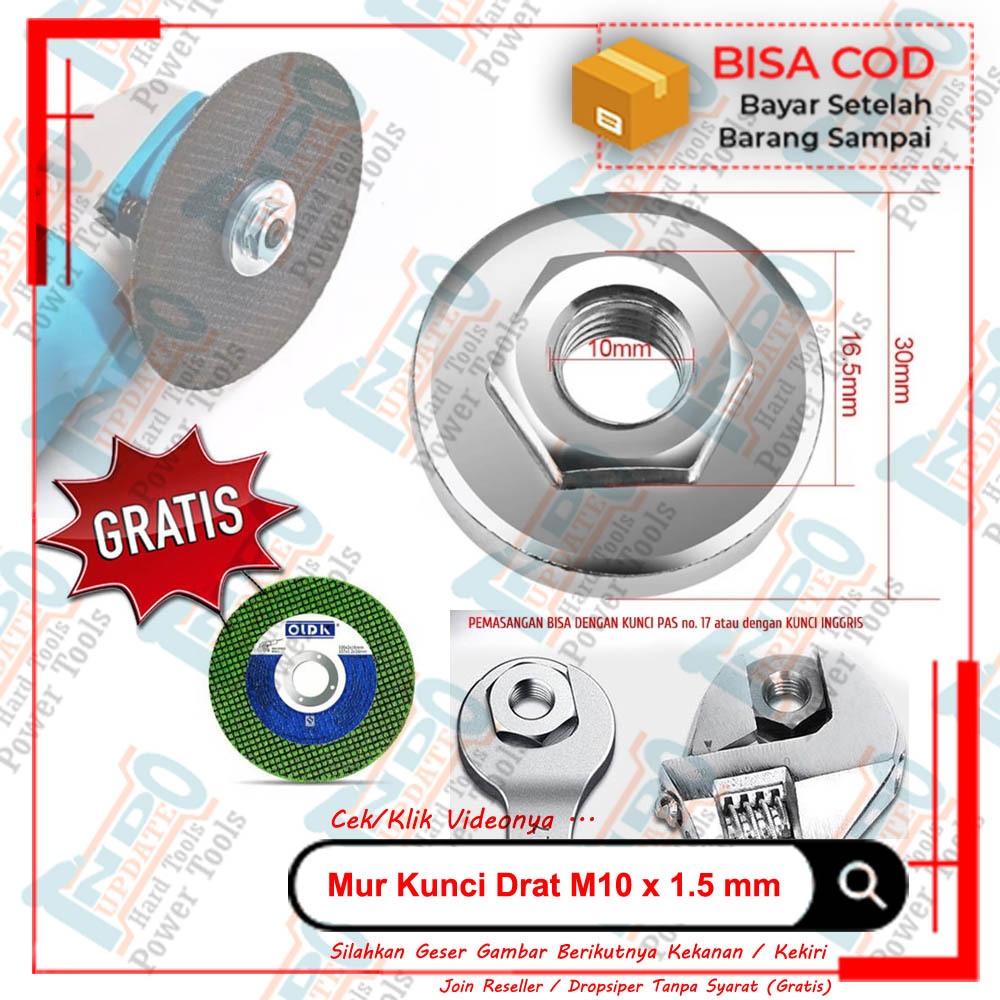 Jual Ring Konektor Kepala Sekrup Nut Mur Kunci Drat Baut M10 x 1.5 mm ...