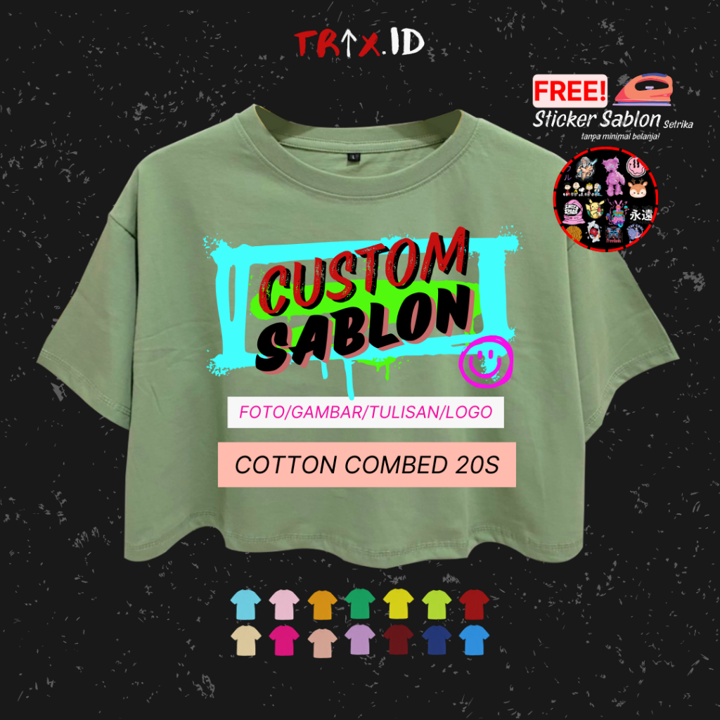 Jual TRIX - [FREE DESIGN] Crop Top Oversized Custom Sablon Cotton ...
