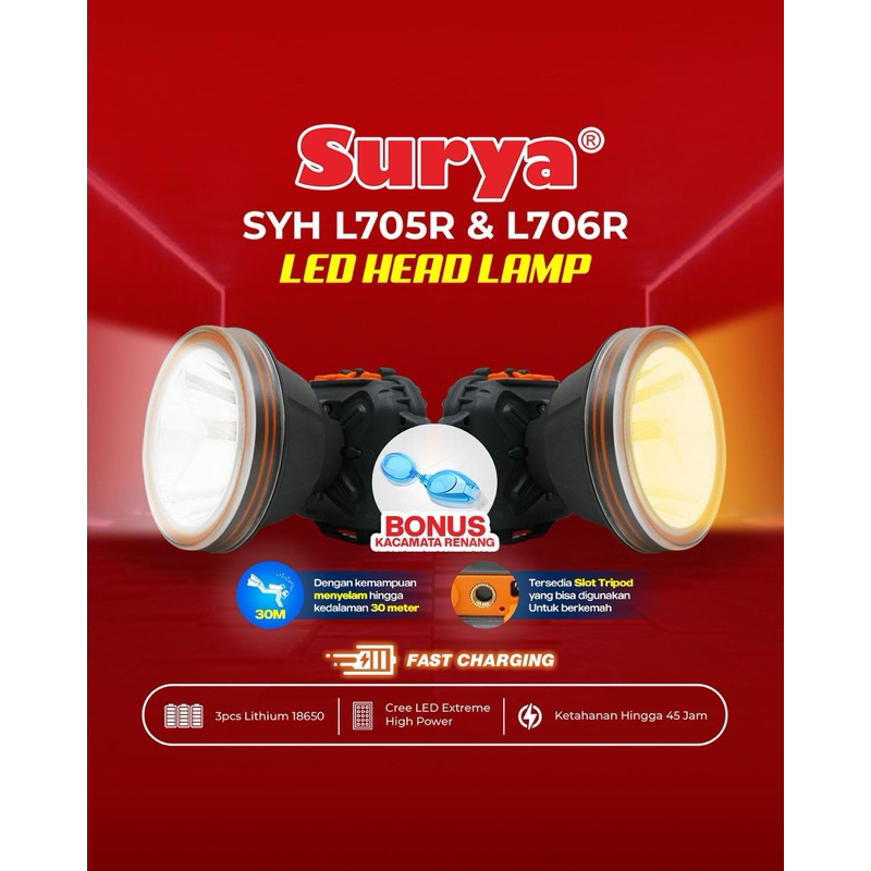 Jual Surya Senter Kepala Selam LED 70W SYH L705R 705R 705 PREMIUM SUBMARINE Cahaya PUTIH & L706R ...