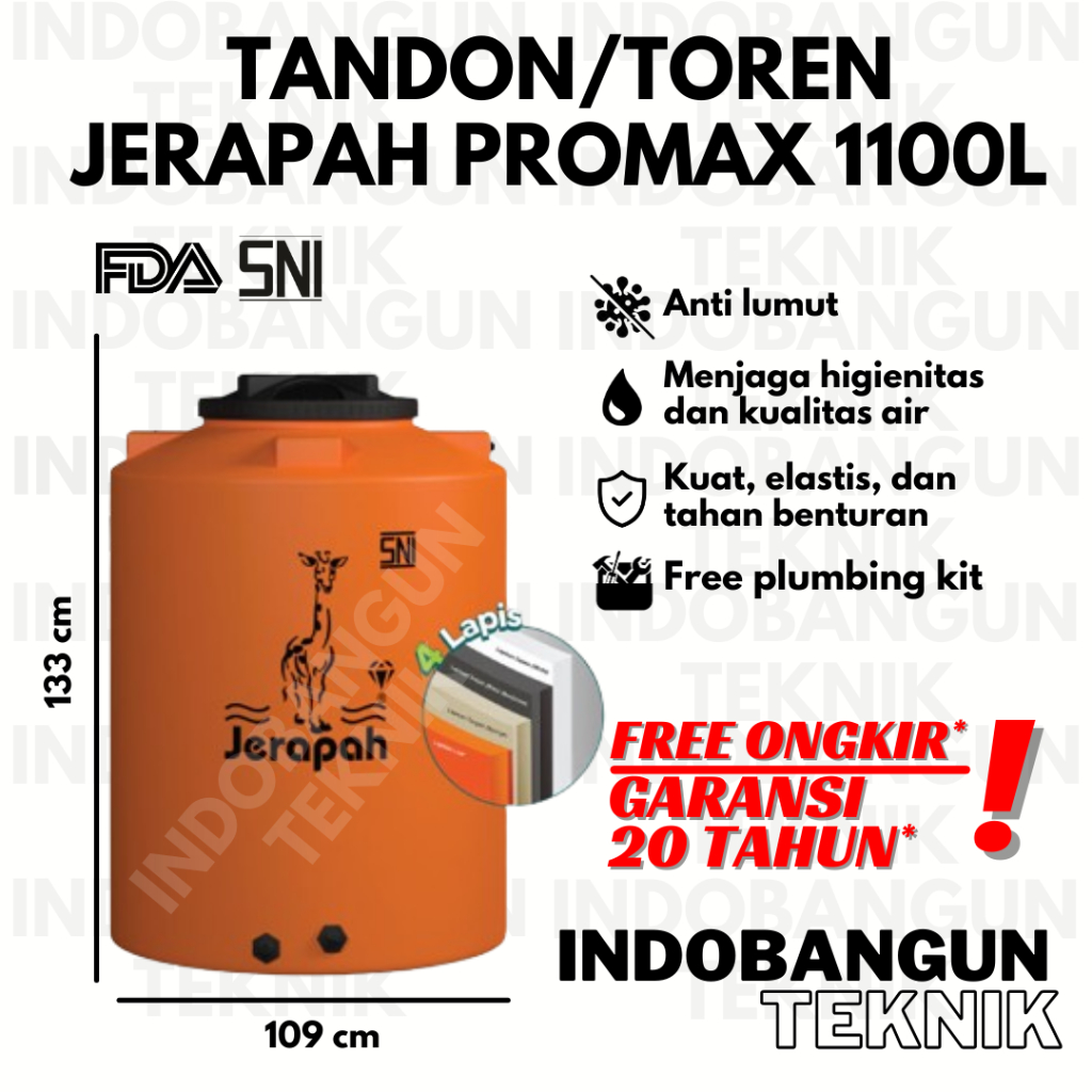 Jual Tandon Toren Tangki Air Jerapah Promax 1000 1100 Liter Kualitas ...