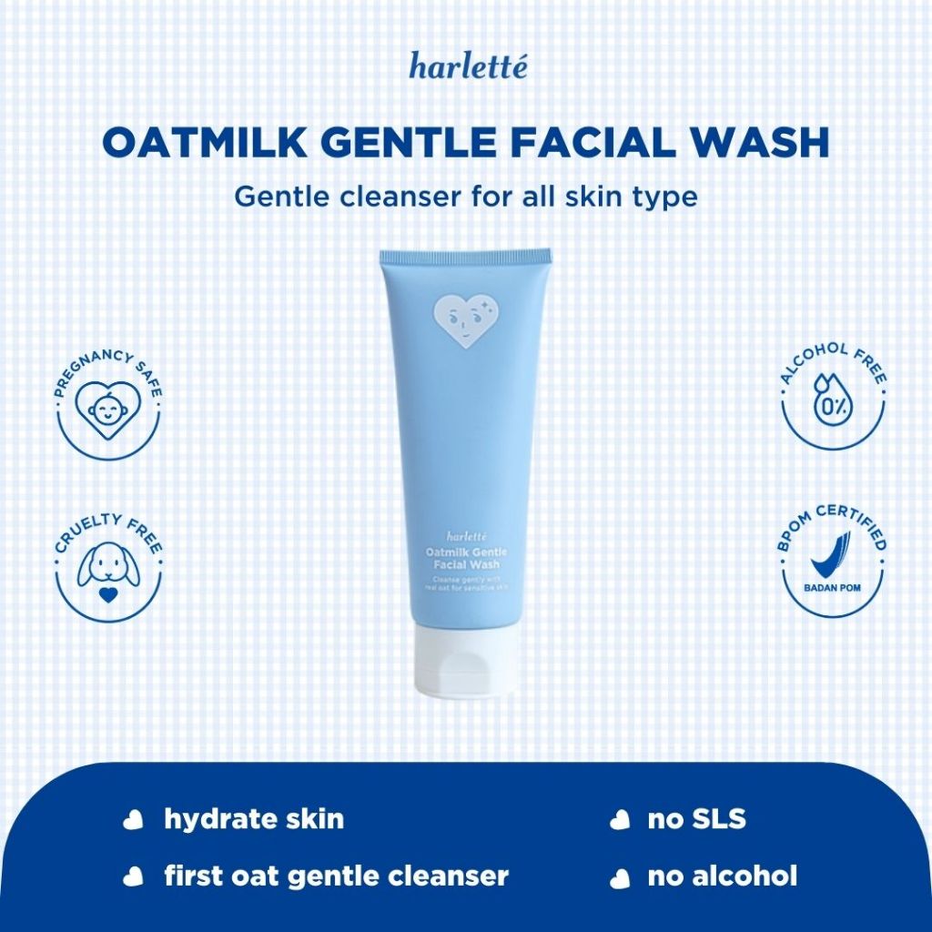 Jual Harlette Oatmilk Gentle Facial Wash | Sensitive, Dry, Combination ...