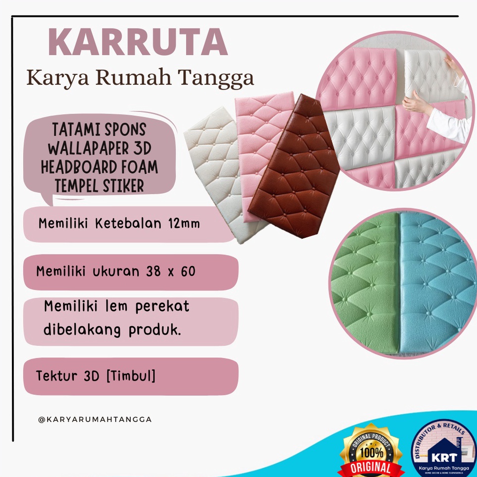 Jual Terjangkau Tatami Spons Wallpaper 3D Headboard Foam Tempel Stiker ...