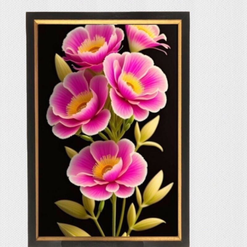 Jual hiasan dinding gambar bunga pink plus bingkai uk 45x65cm | Shopee ...