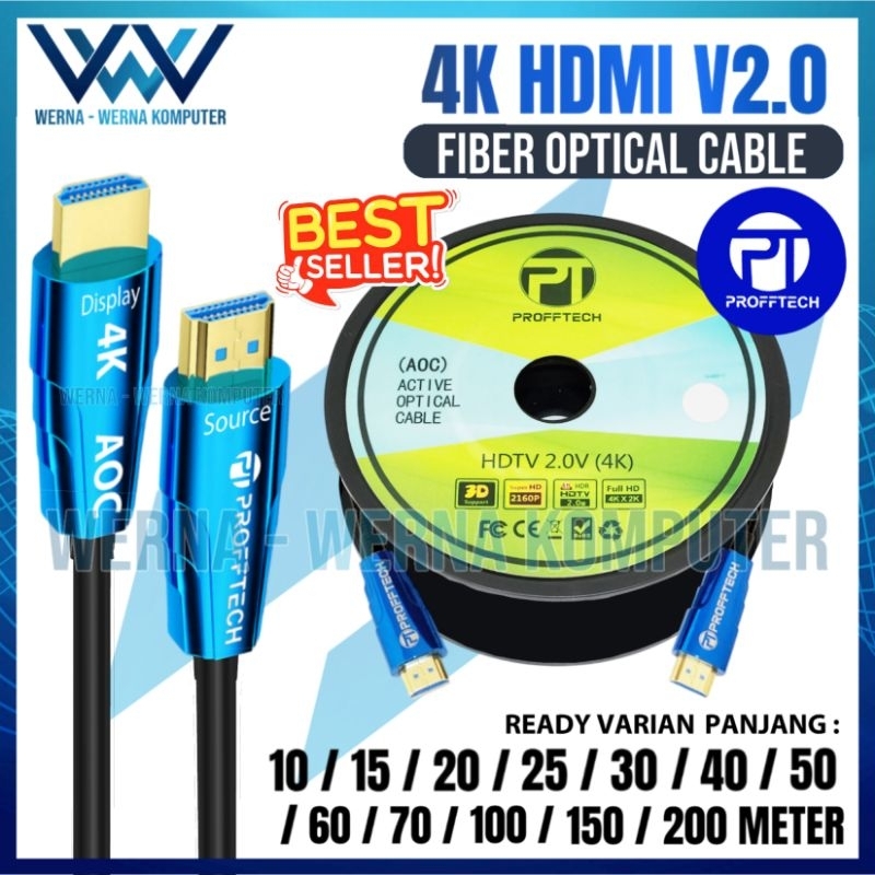 Jual KABEL / CABLE HDMI 2.0 4K UHD FIBER OPTIC PROFFTECH 30 METER | Shopee Indonesia