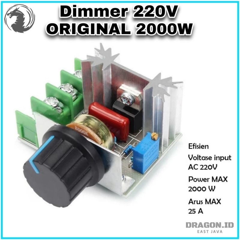 Jual Dimmer SCR 2000W Voltage Regulator Speed Controller Motor Suhu Pemanas 220V Ac | Shopee ...