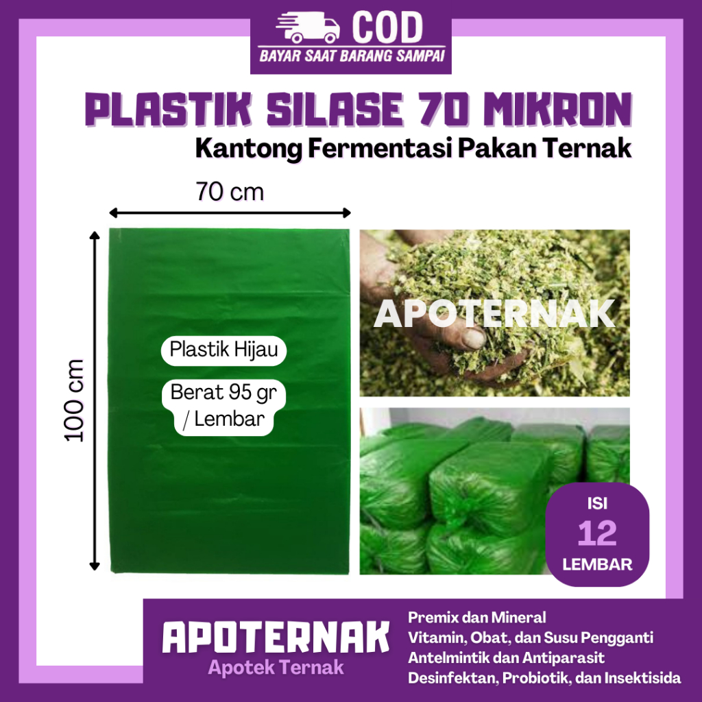 Jual Plastik Silase 70 Mikron 1 Kg isi 12 - Kantong Fermentasi Pakan ...