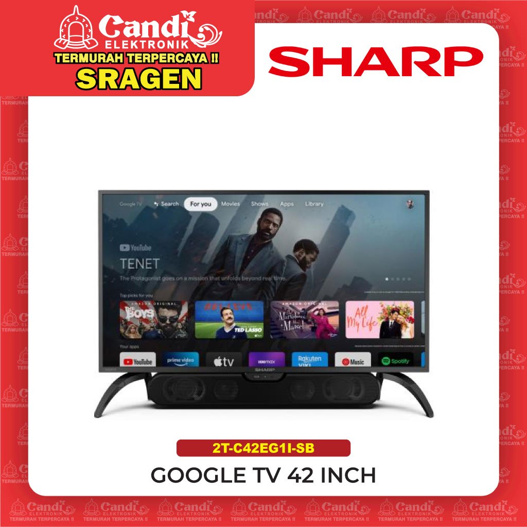 Jual SHARP Google Tv Led 42 Inch Full HD Soundbar - 2T-C42EG1I-SB | Shopee Indonesia