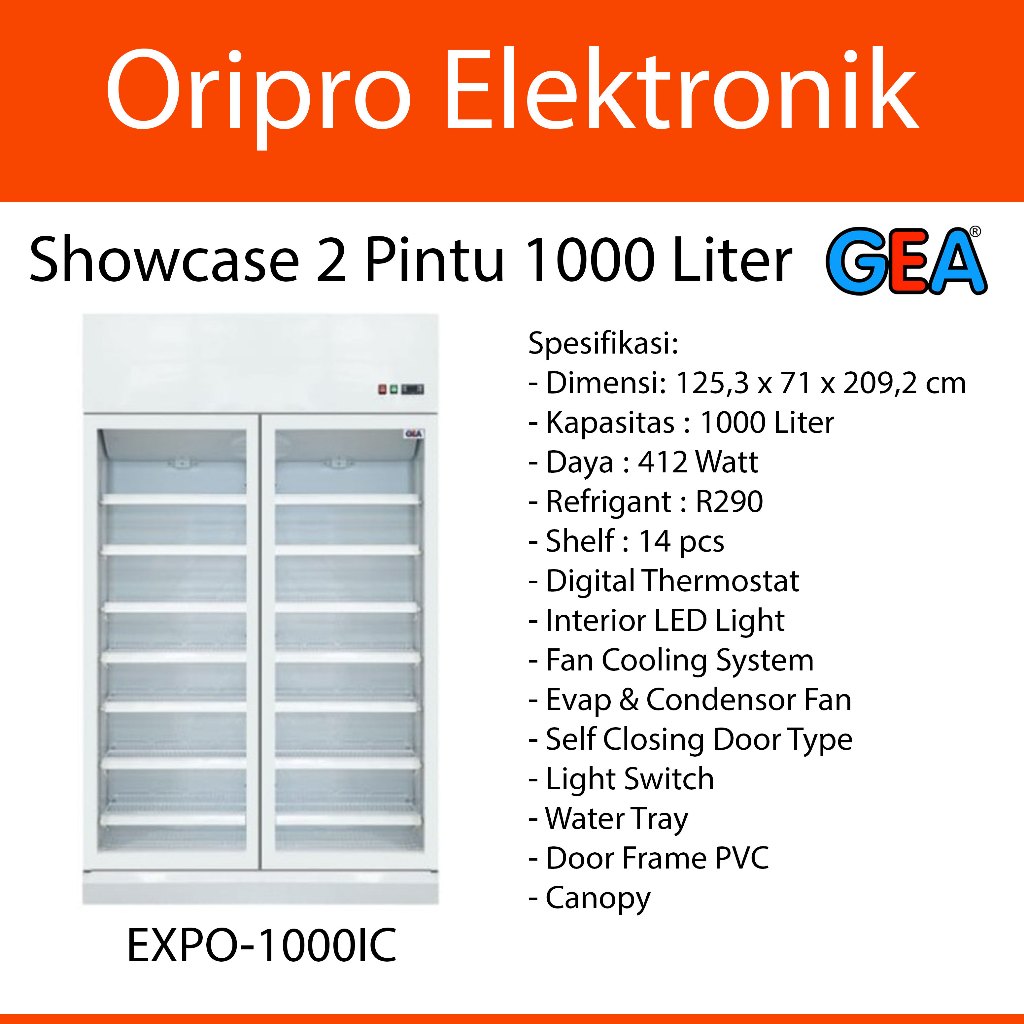 Jual Kulkas Showcase Chiller 2 Pintu Gea 1000 Liter EXPO-1000IC ...