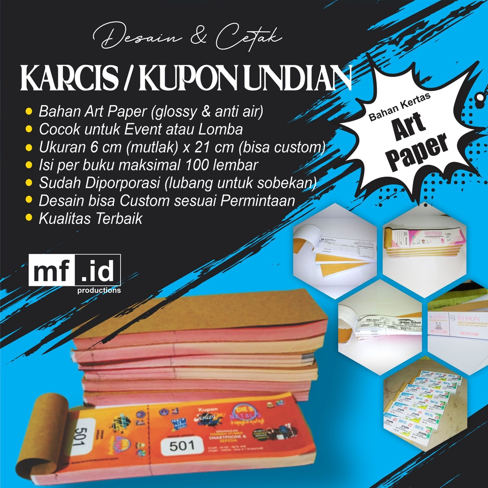 Jual CETAK KUPON / KARCIS PARKIR / BAHAN ART PAPER per lembar bukan per ...