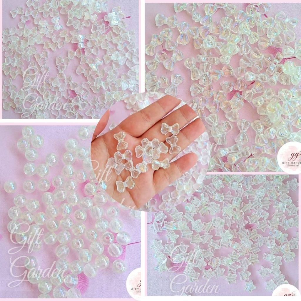 Jual 25gr Mote AB bening transparan bintang pita bulat 6mm 8mm 10mm ...