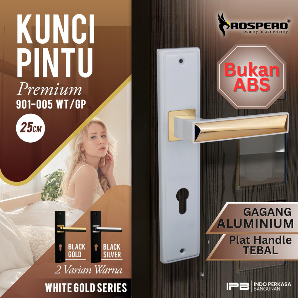 Jual PROSPERO Handle Pintu Modern Gaya Eropa Elegant White Gold Ukuran ...