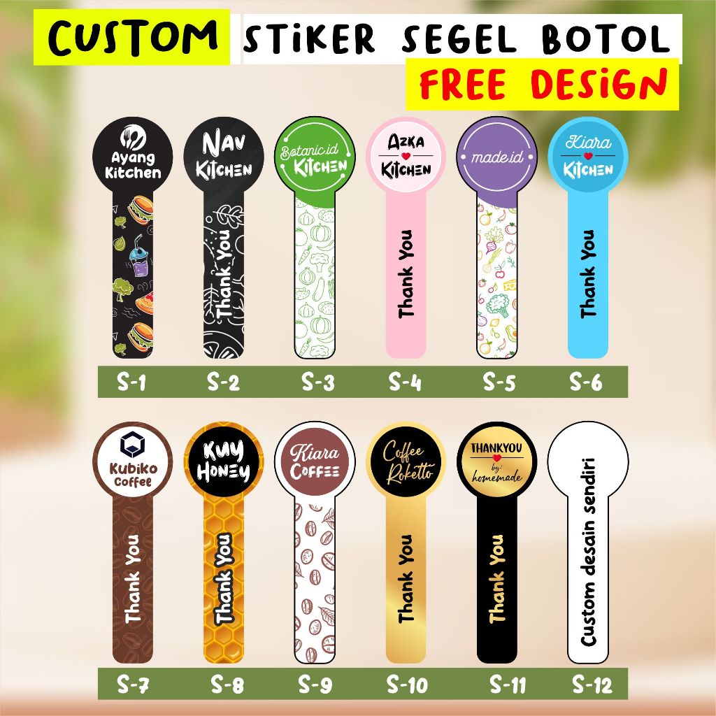 Jual Sticker Seal Segel Botol Minuman Custom, Toples Kue, box makanan ...