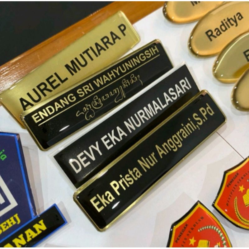 Jual Paket Hemat ASN Papan Nama Name Tag Kuningan+ Korpri Peniti/Magnet ...