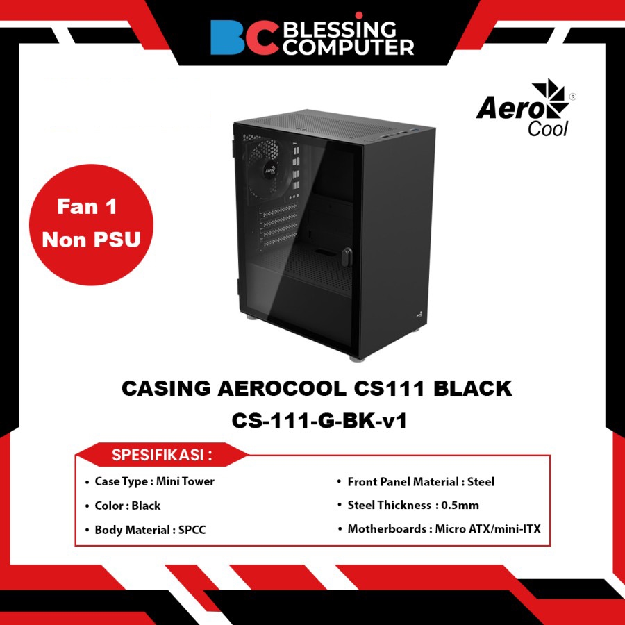 Jual CASING AEROCOOL CS111 BLACK CS-111-G-BK-v1 | Shopee Indonesia