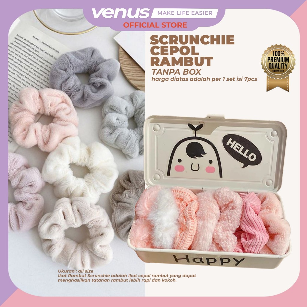 Jual SET ISI 7PCS Ikat Rambut Scrunchie Cepol / Kunciran Rambut ...