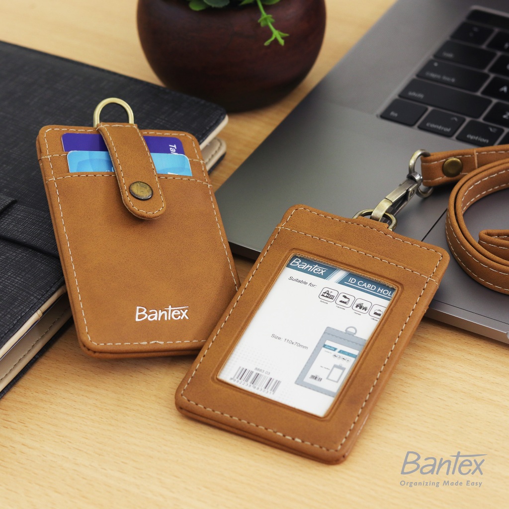 Jual Bantex Leather Name Tag ID Card Holder Button 8883 Kulit Sintetis ...