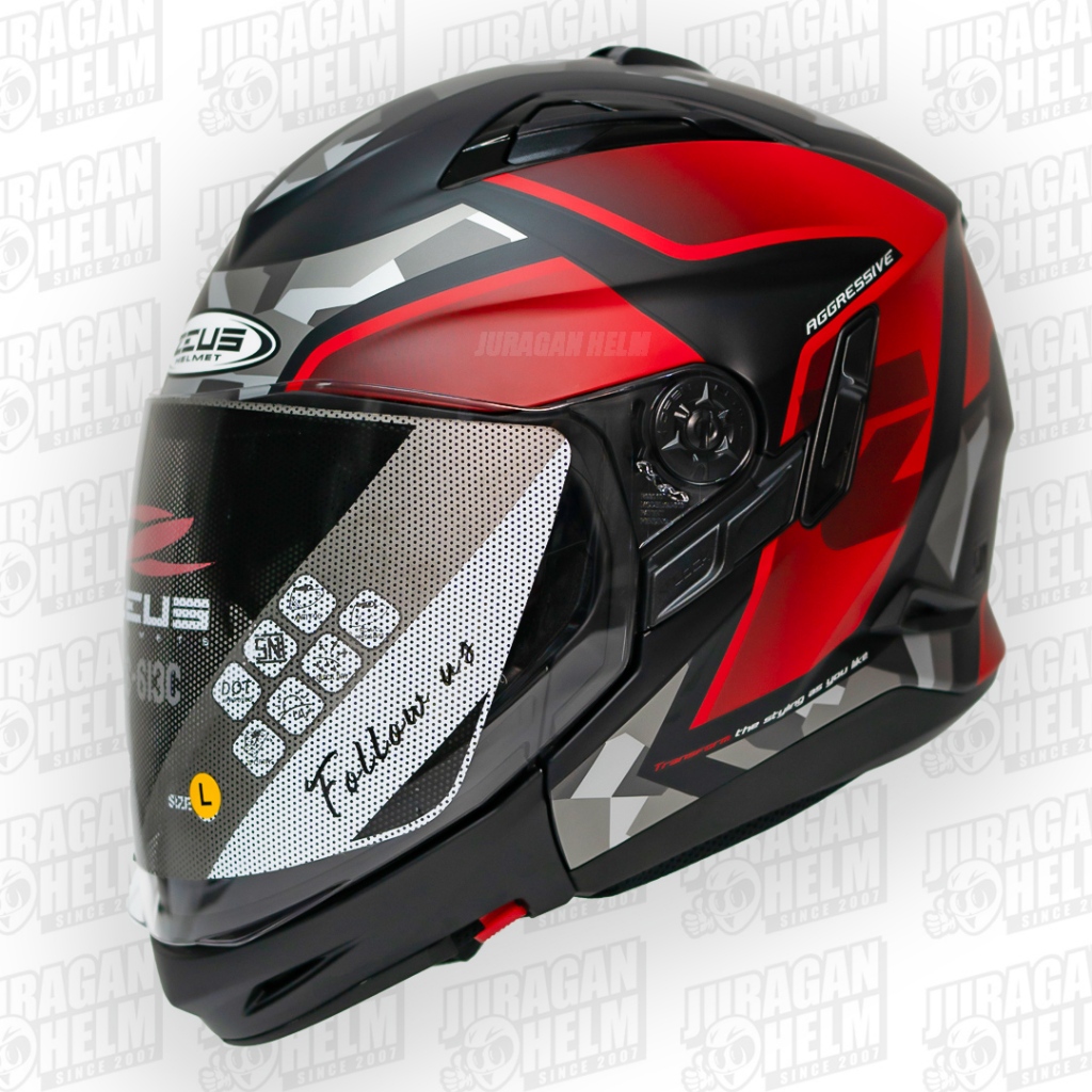 Jual Zeus ZS613C Modular AJ14 Matt Black/Red 613C | Shopee Indonesia