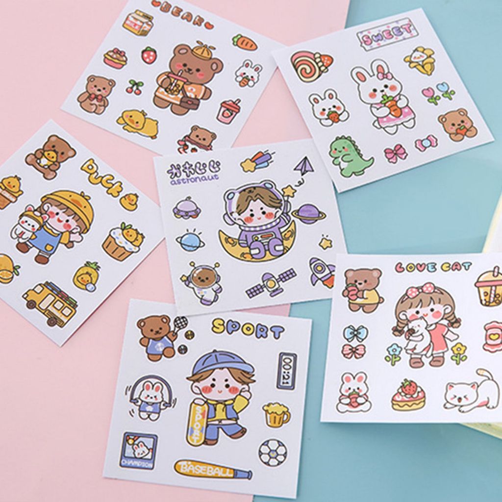 Jual Transparent Kawaii Cute Girl Stickers Cute Tear-resistance Luar ...
