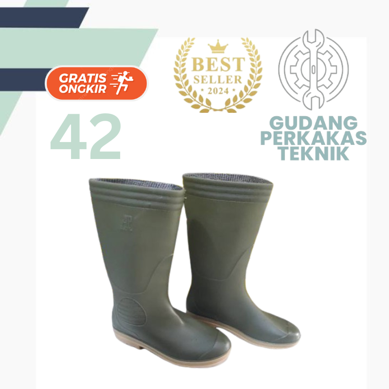Jual SEPATU BOT BOOT PVC KARET HIJAU EXCELLENT UKURAN 42 SEPATU BANJIR ...