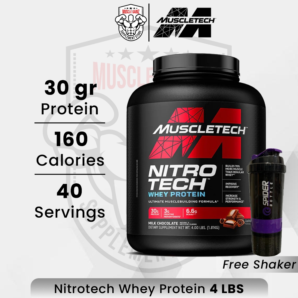 Jual Muscletech Nitrotech Whey Protein Performance 4lbs Whey Protein ...