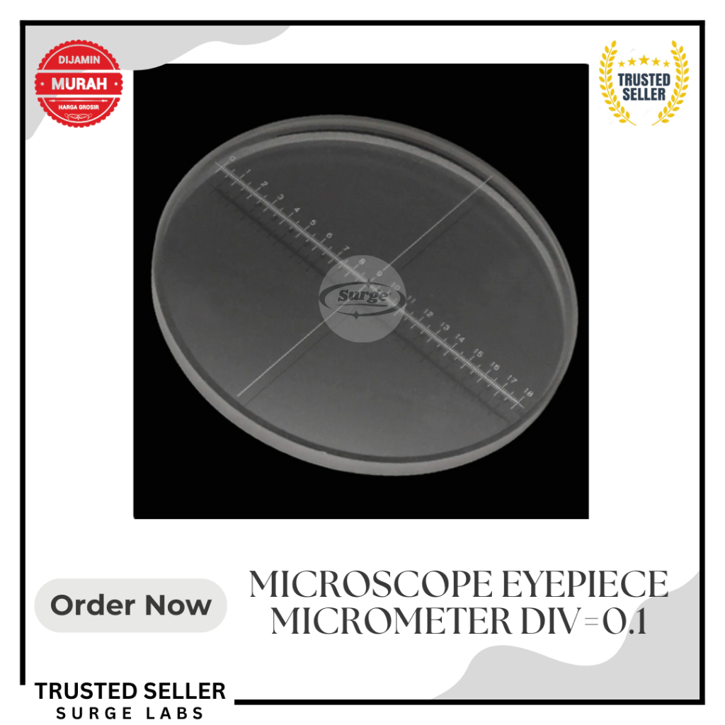 Jual Microscope Eyepiece Micrometer DIV = 0.1 - Dia = 18mm Ruler, Untuk ...