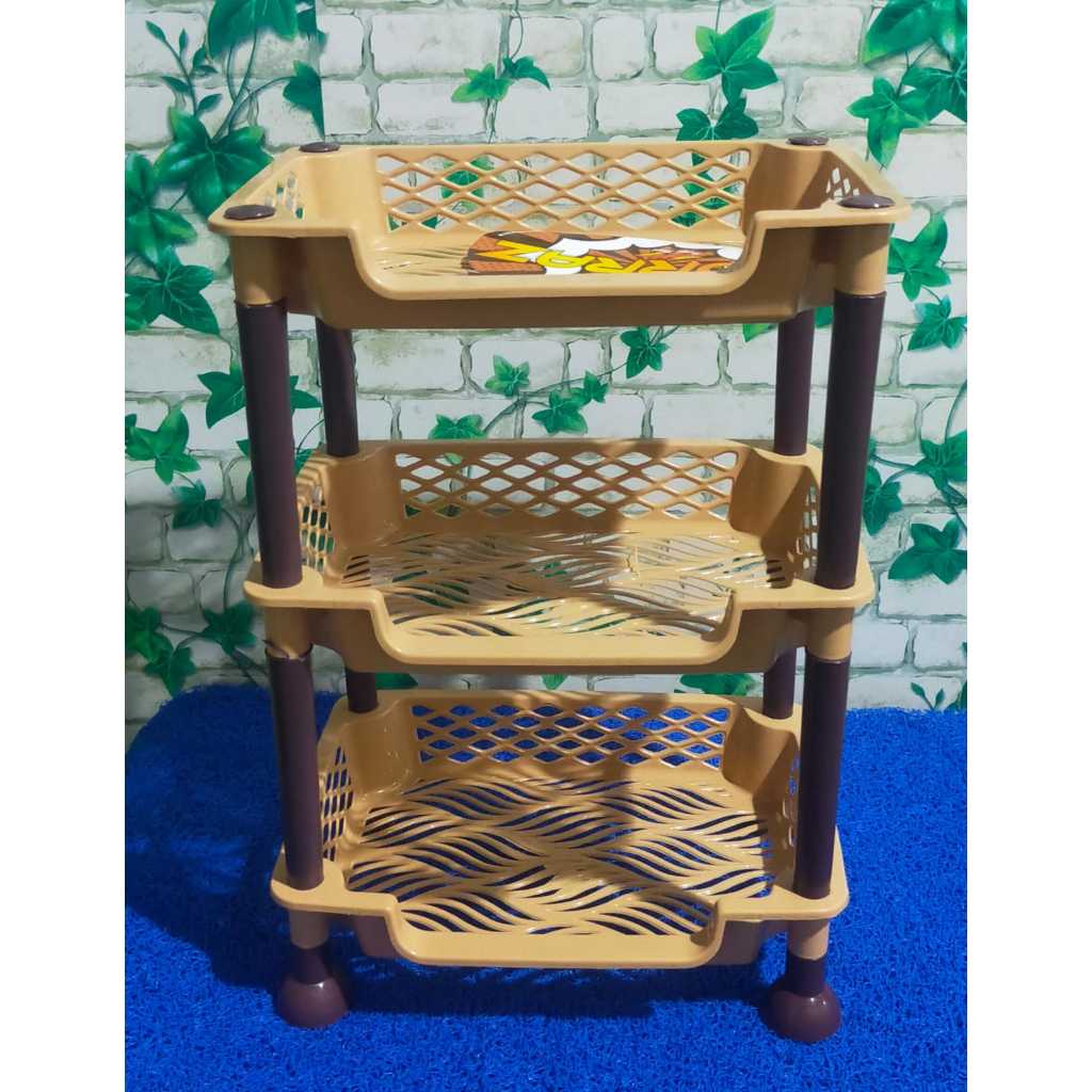Jual RAK PLASTIK 3 SUSUN SEGI HORRAZ CAPUCINO / RAK KOSMETIK RAK DAPUR ...