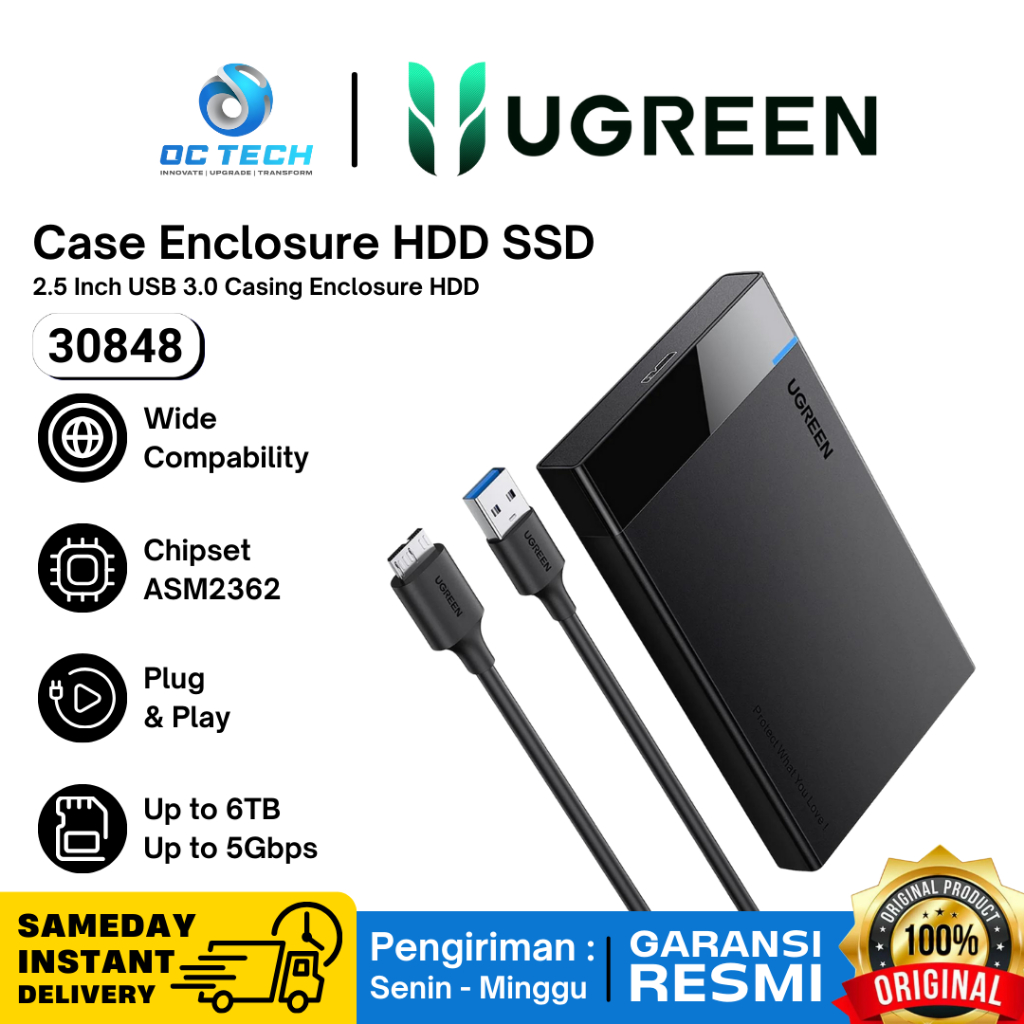 Jual CASING ENCLOSURE HARDDISK EXTERNAL UGREEN SATA 2.5" USB-A 3.0 ...