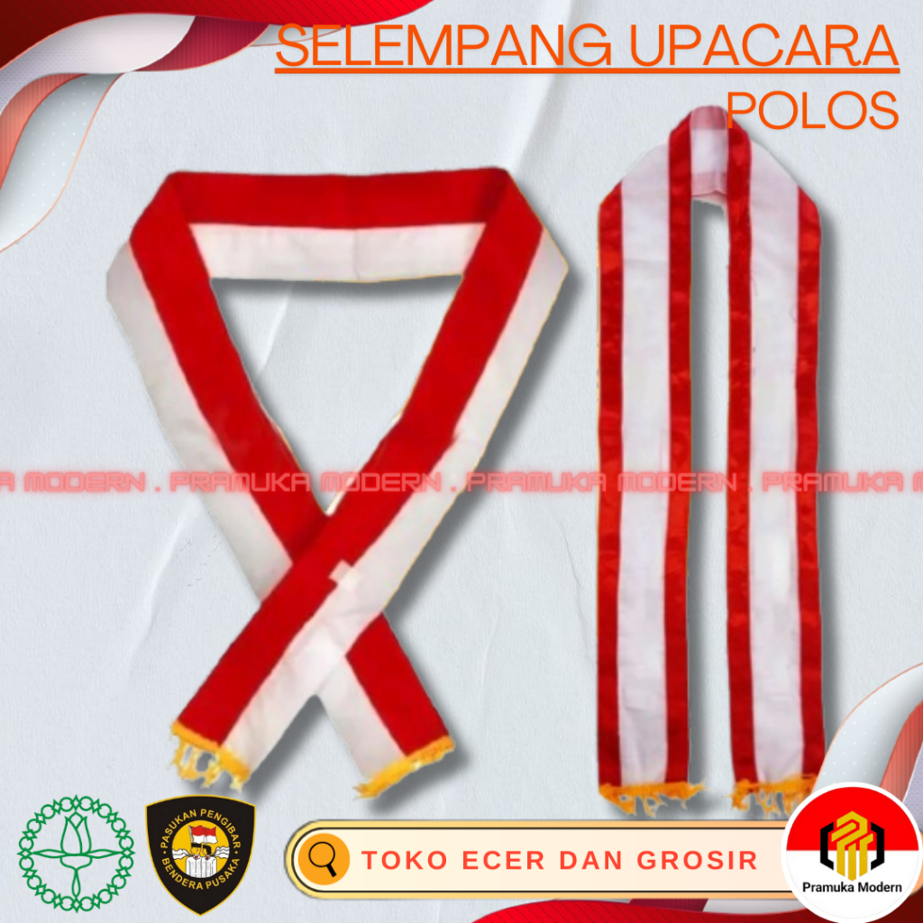 Jual Selempang upacara merah putih selendang upacara ukuran 10x150 cm ...